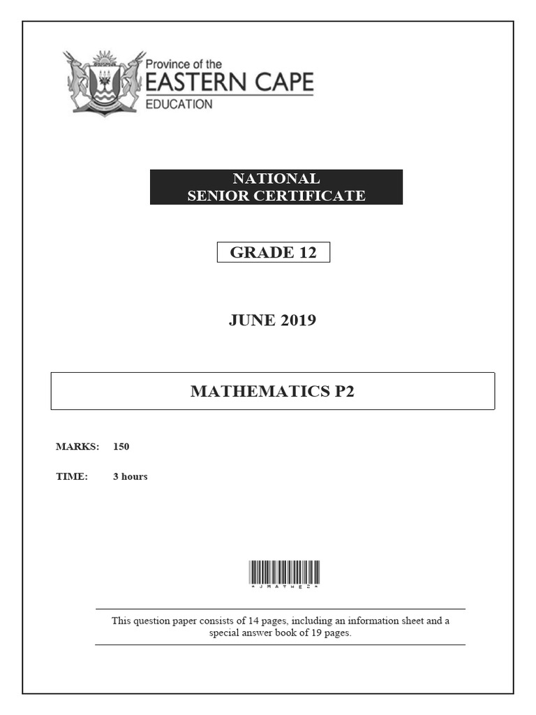 Grade 12 June 2019 Mathematics P2 Exam | PDF | Circle | Geometry