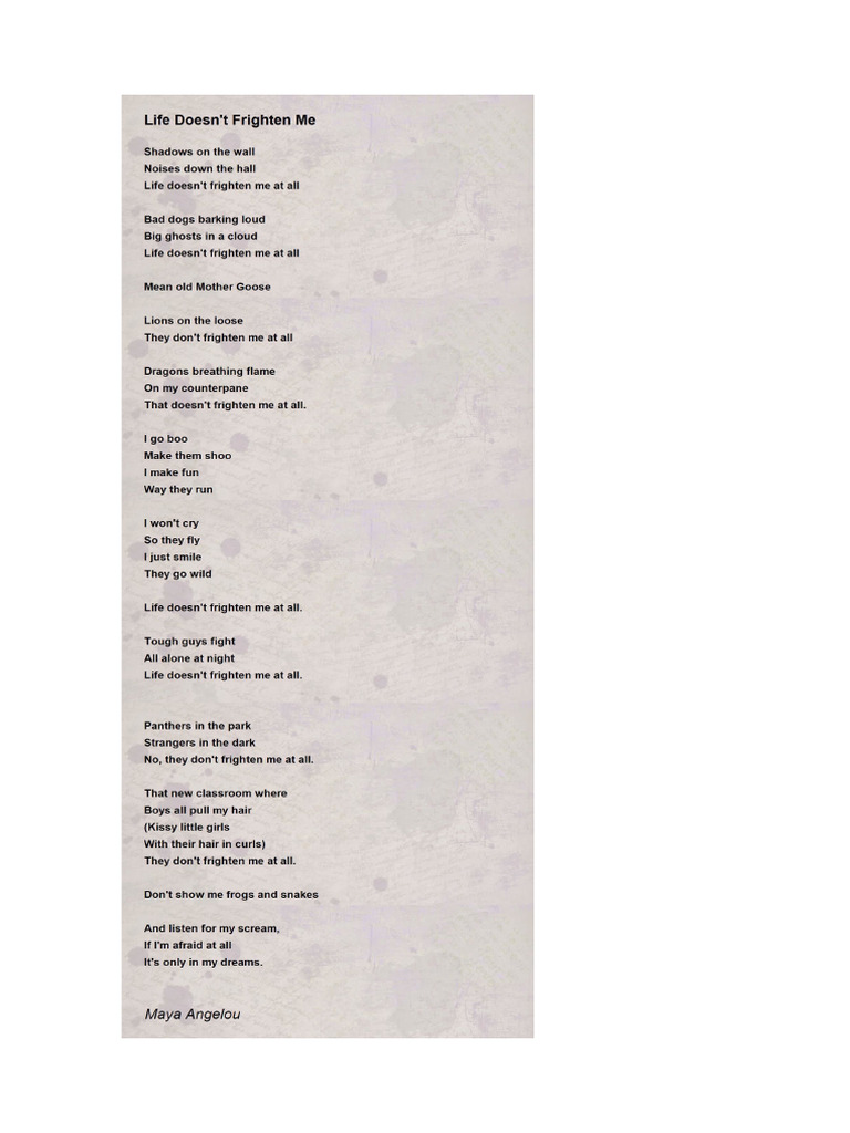 Life Doesn't Frighten Me | PDF