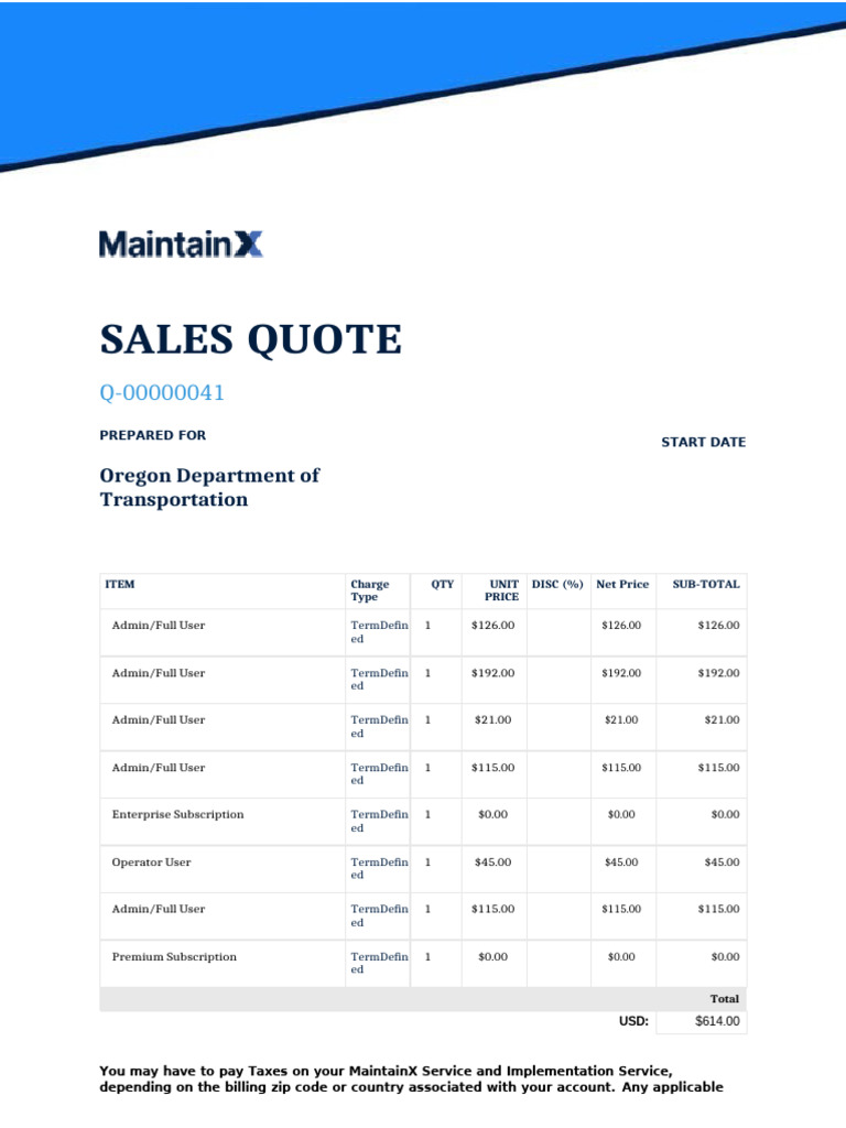 Quote Document For 00000041 | PDF | Invoice | Business
