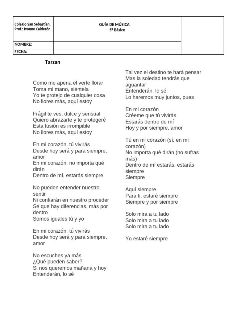 En Mi Corazón Vivirás 5° BASICO | PDF