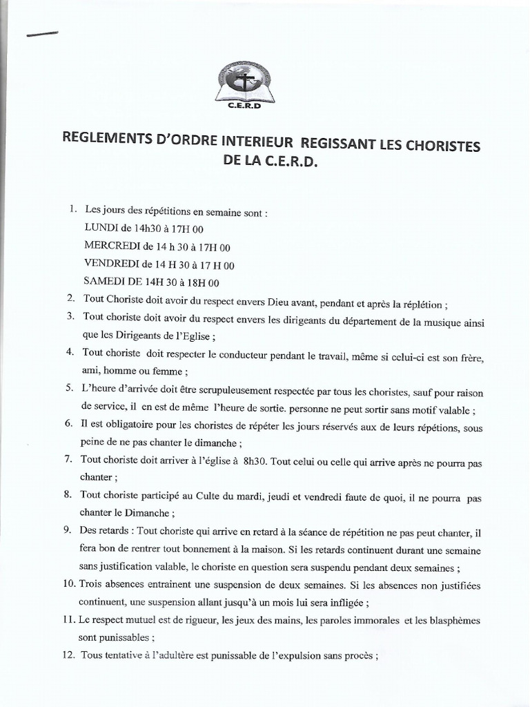 Reglement D'ordre Interirieur 2025 | PDF