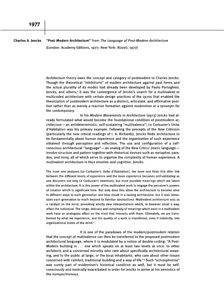 10 Charles Jencks Reading 1 | PDF