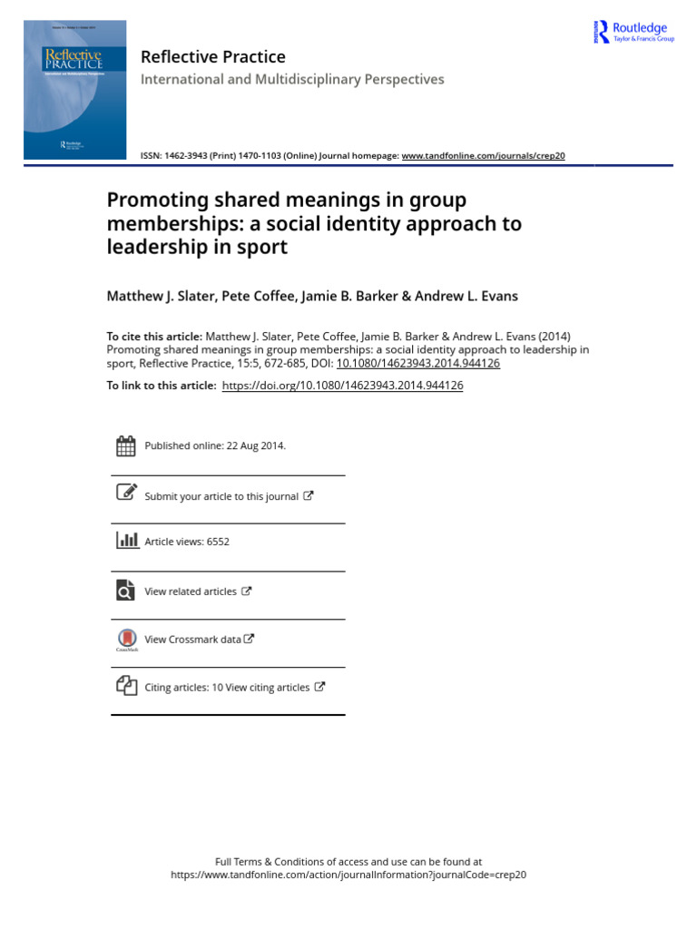 Promoting Shared Meanings in Group Memberships A Social Identity ...