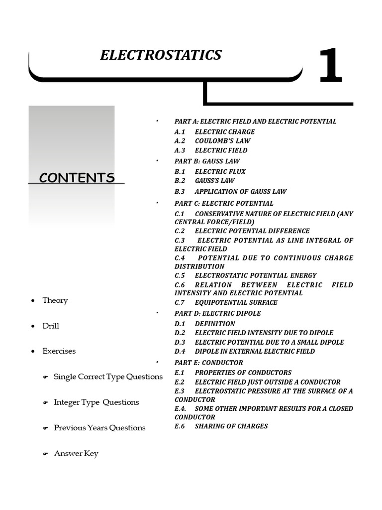 ELECTROSTATICS | PDF | Electric Charge | Electric Field