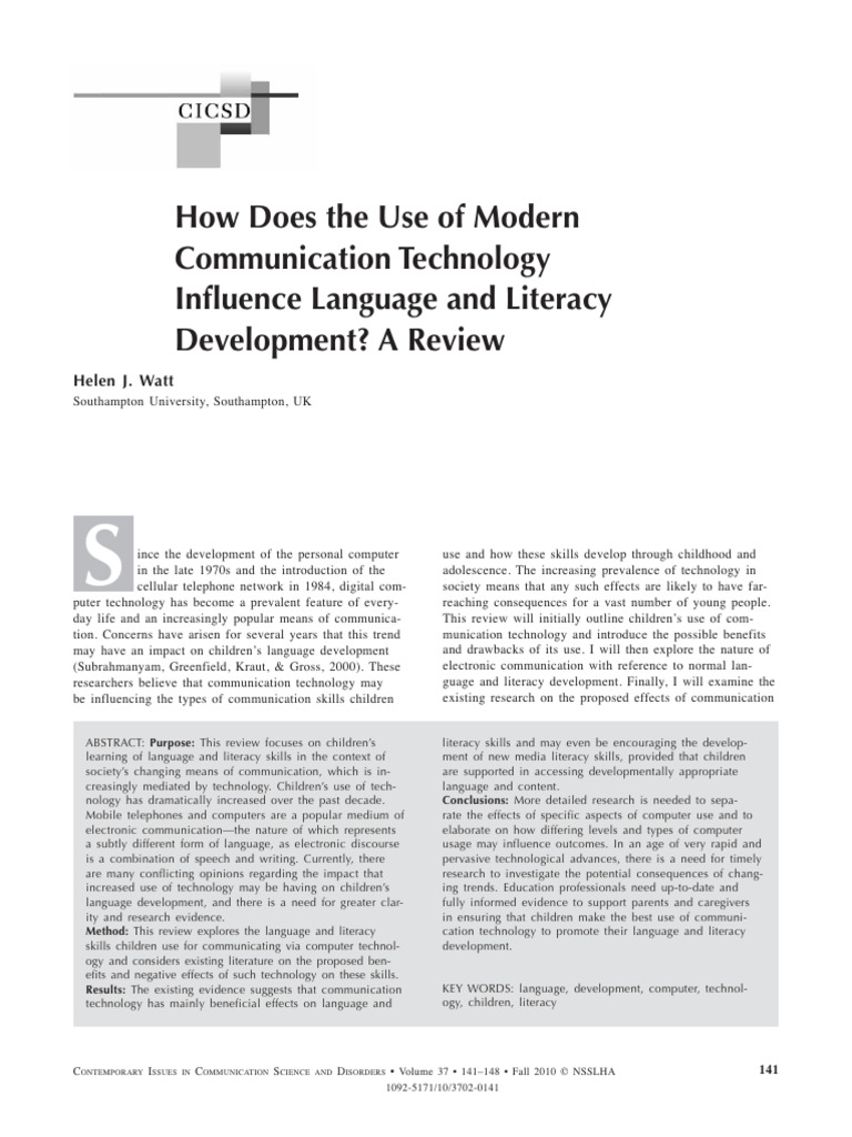 Impact of Technology on Children's Language Skills | PDF | Word | Semantics