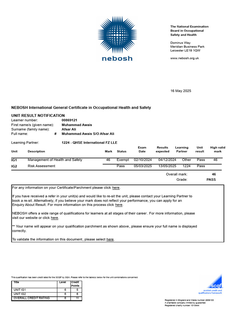 Muhammad Awais SO Afsar Ali 00869121 IG 2025-05-16-06-07-14 | PDF | Educational Stages ...