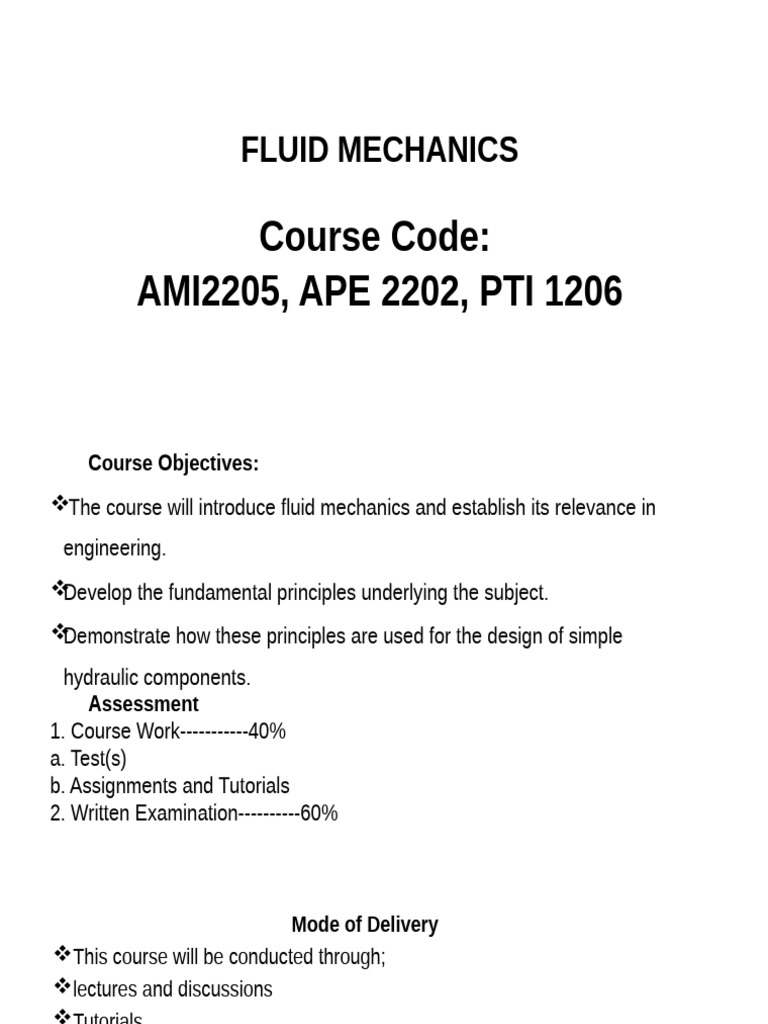 Fluid Mechanics Course Overview | PDF | Viscosity | Liquids