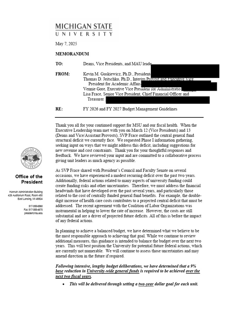 Lisa Frace Memo Redacted Redacted | PDF | Government Budget Balance ...