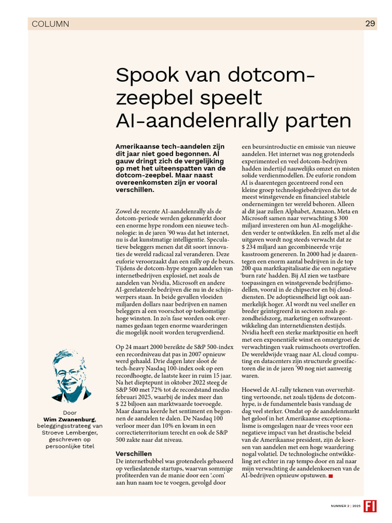 Spook Van Dotcom-Zeepbel Speelt AI-aandelenrally Parten: Column | PDF