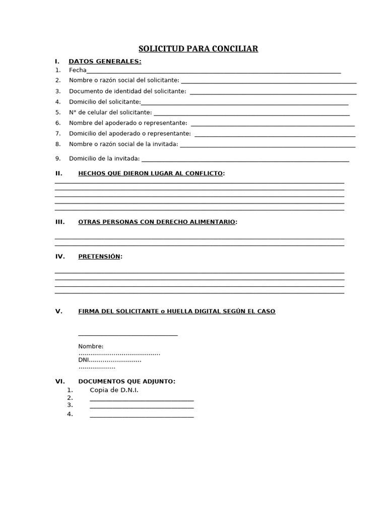 Solicitud para Conciliar Modelo | PDF