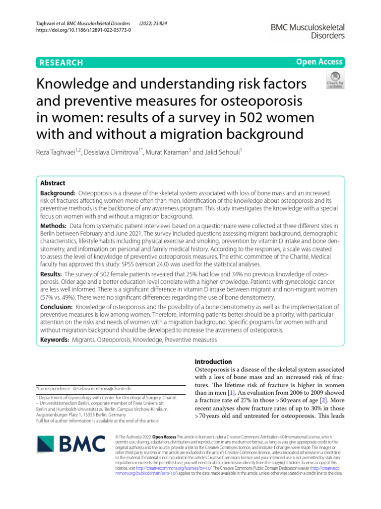 Knowledge and Understanding Risk Factors and Preventive Measures For ...