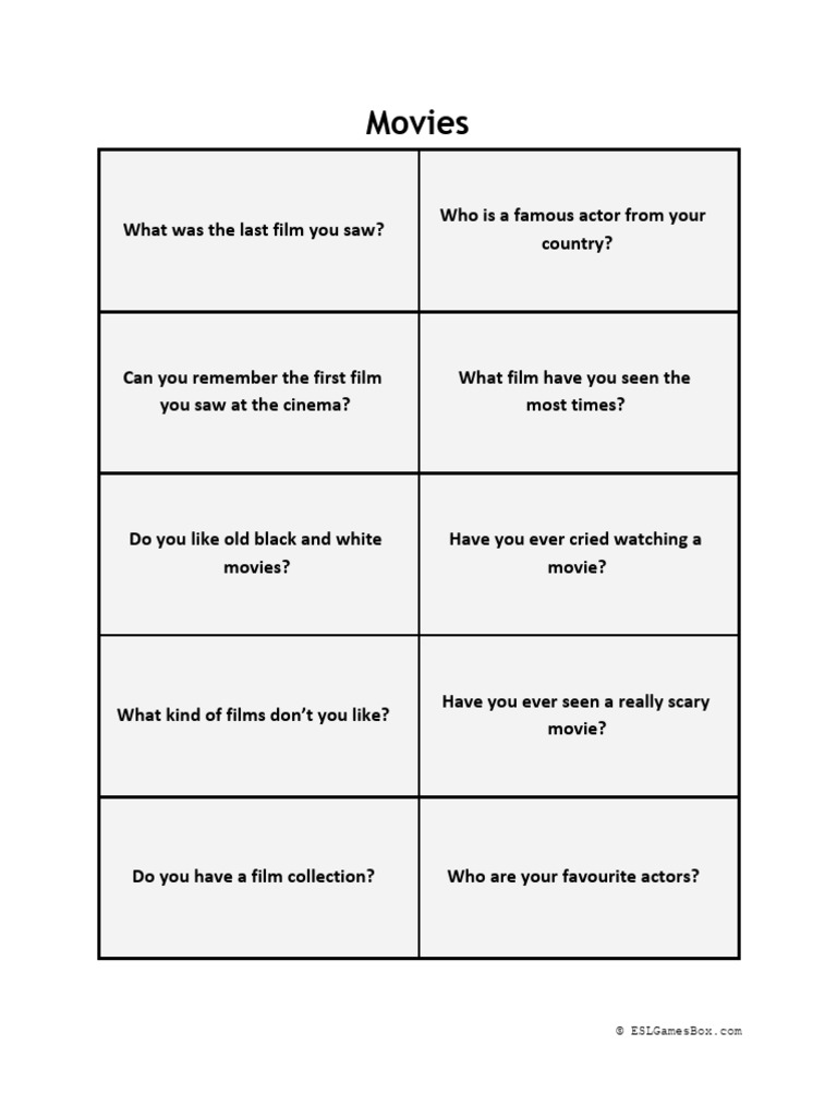 Movies Conversation Cards | PDF