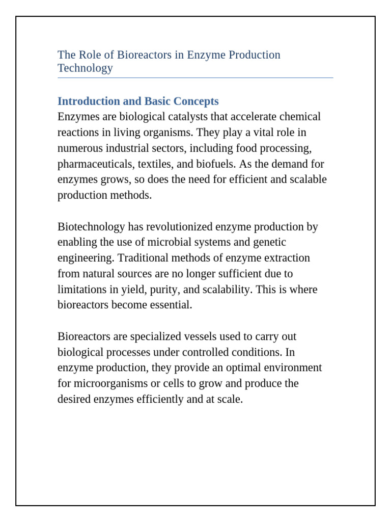 Enzyme_Bioreactor_Research (1) | PDF | Biology | Chemistry