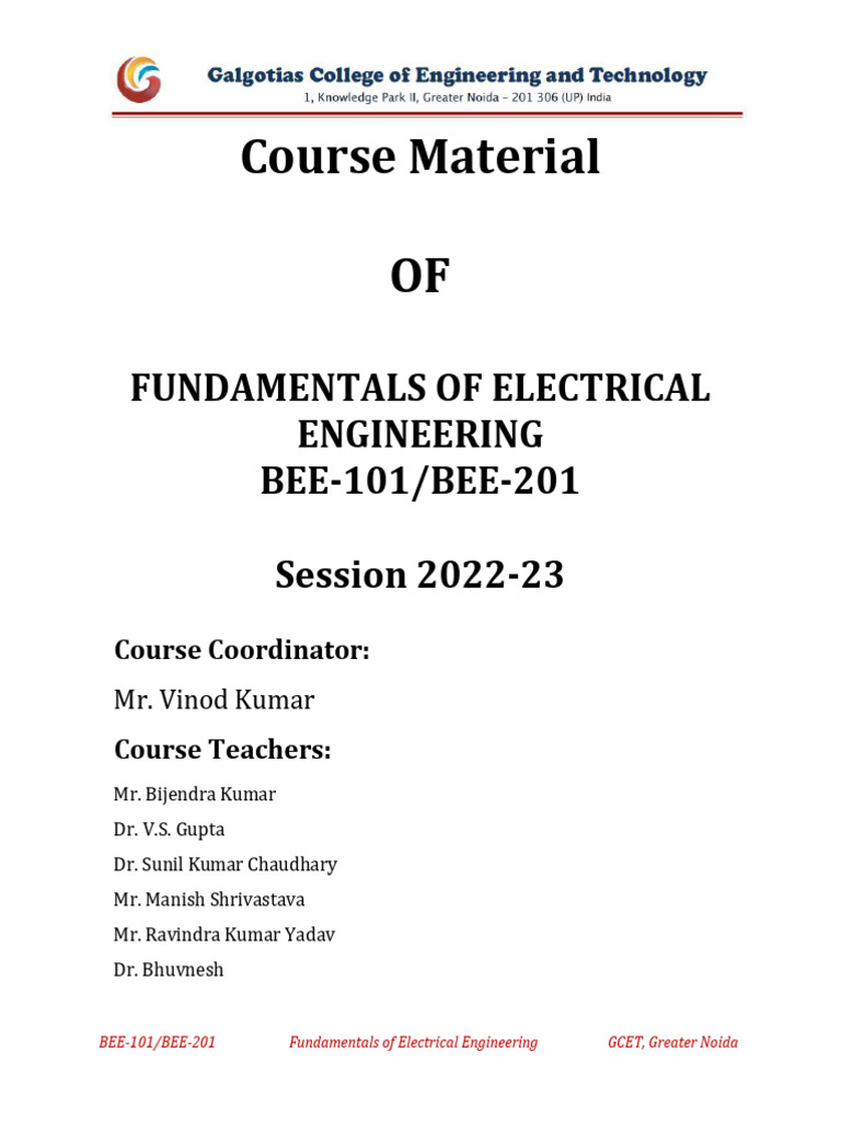 Fundamentals of Electrical Engineering Course | PDF | Electrical ...