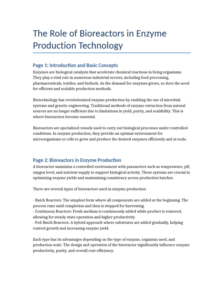 Enzyme Bioreactor Research | PDF | Enzyme | Biology