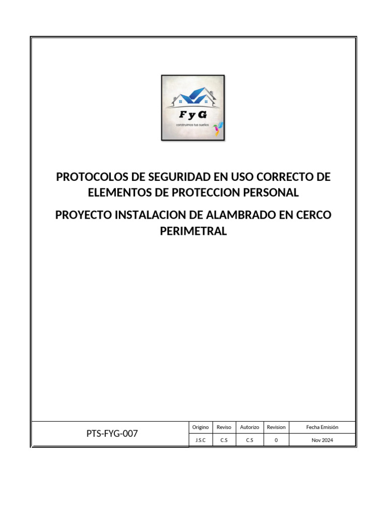 Protocolo de Seguridad en Uso de Elementos de Proteccion Personal FYG ...