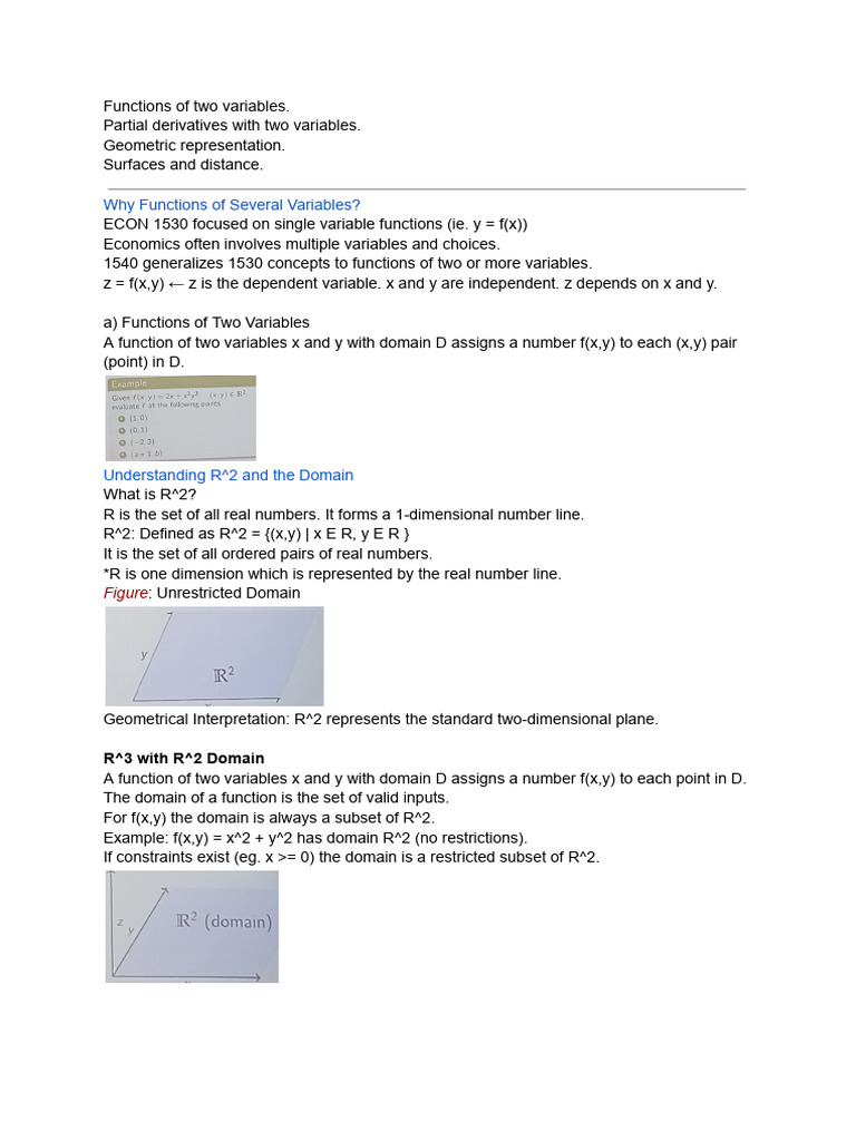 ECON 1540 Functions of Several Variables P1 | PDF | Derivative | Function (Mathematics)