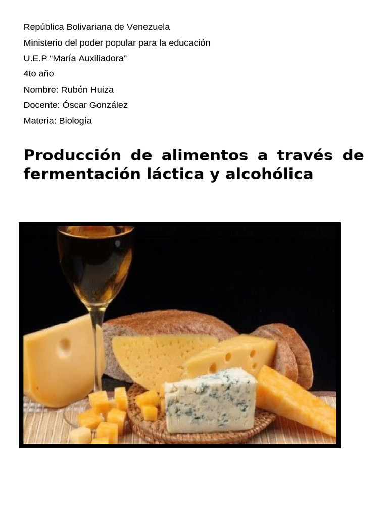 Fermentación Láctica y Alcohólica | PDF | Fermentación | Ácido láctico