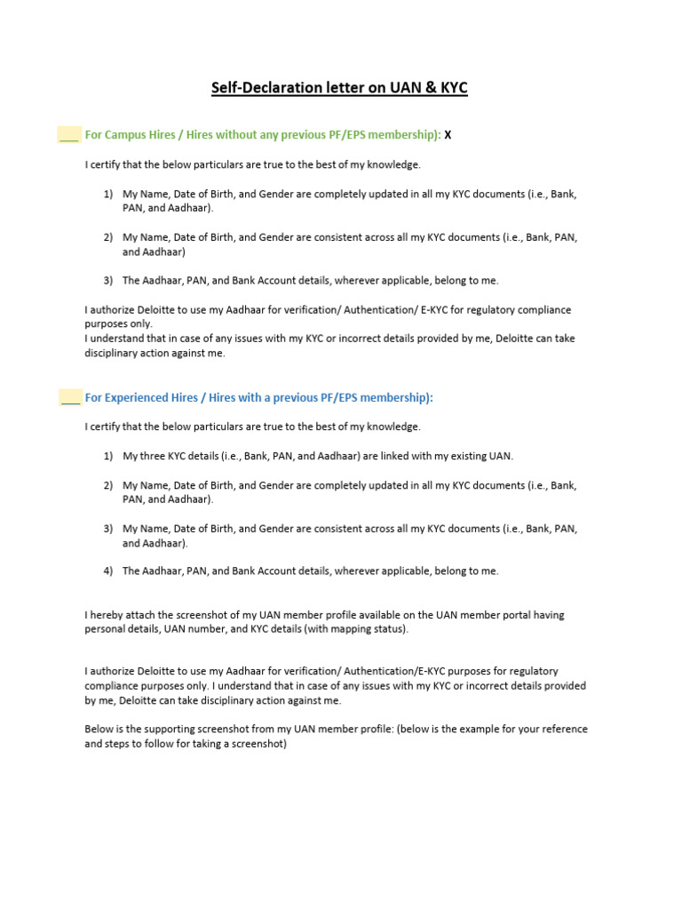 Self Declaration Form | PDF