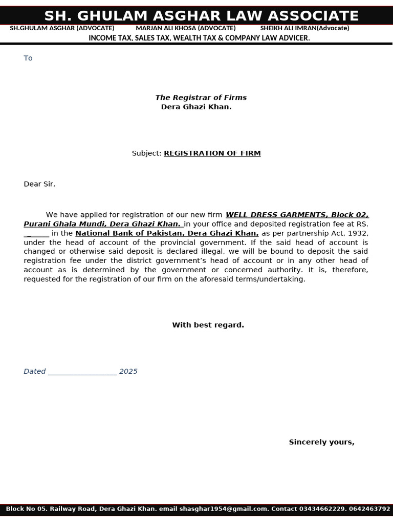 Registrar of Firms 01 | PDF