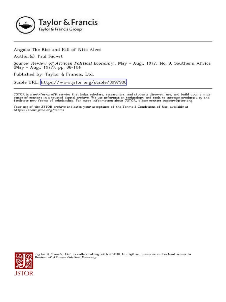 Angola - The Rise & Fall of Nito Alves | PDF