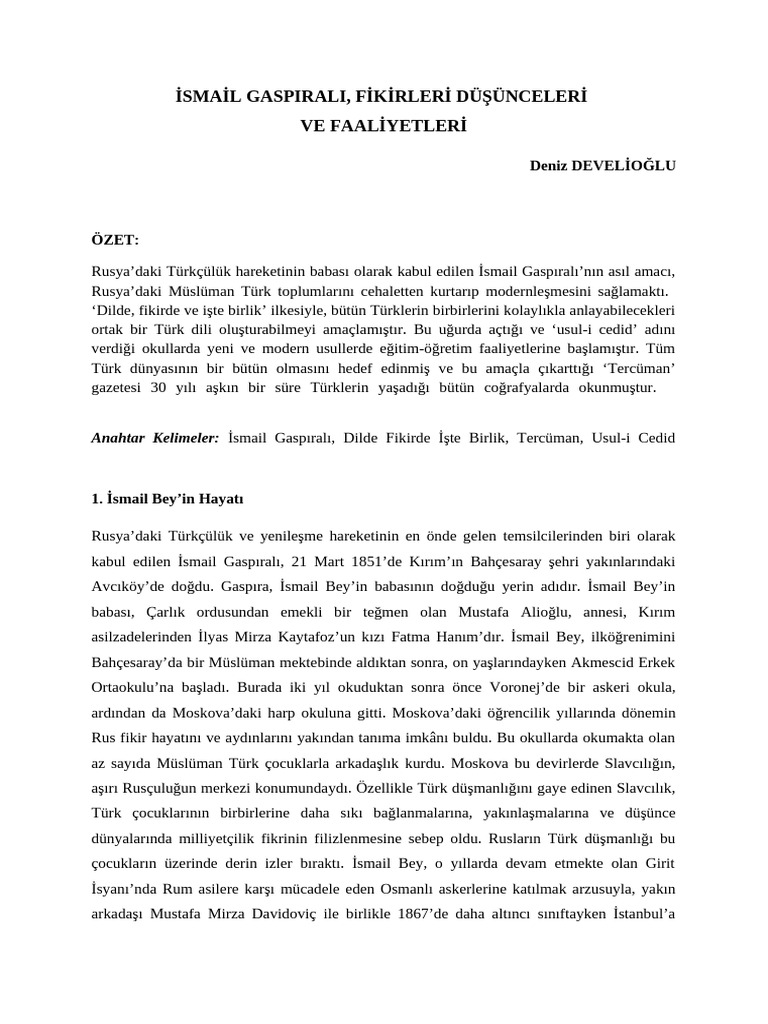 Ismail Gaspirali Fikirleri Dusunceleri V | PDF