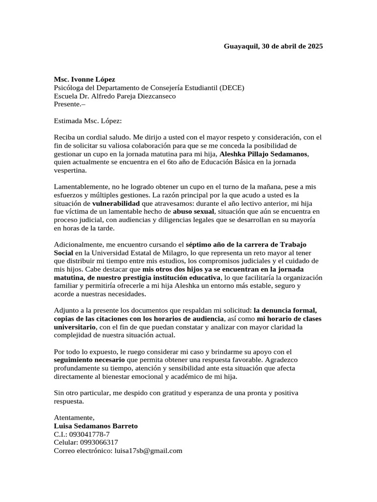 Escrito para El DECE | PDF