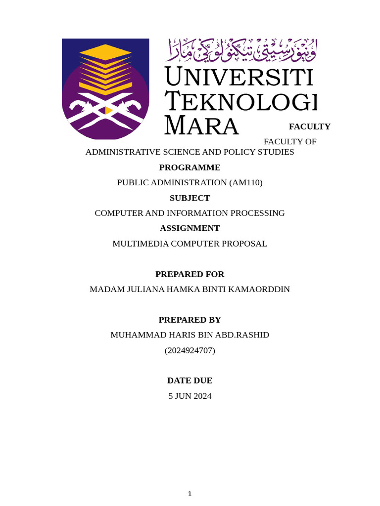 MUHAMMAD HARIS - Assignment1 | PDF | Graphics Processing Unit | Solid State Drive