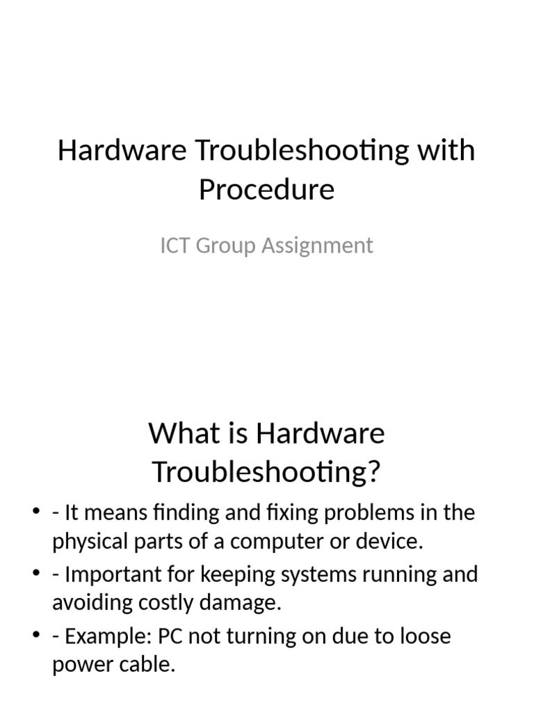 Hardware Troubleshooting Presentation | PDF