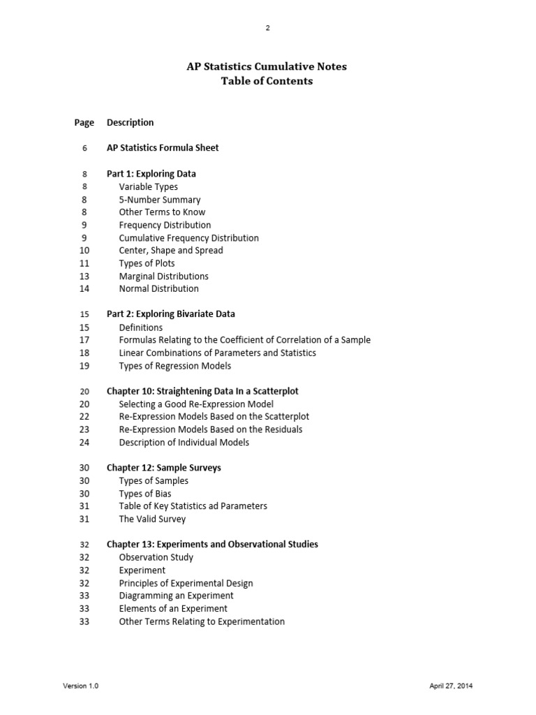 AP Stats Handbook-1 | PDF | Errors And Residuals | Statistics