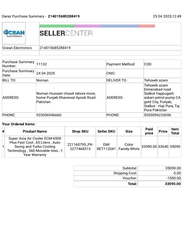 Daraz Order Documents in PDF | PDF