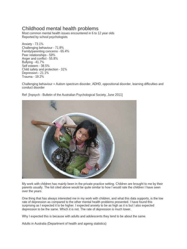 Childhood Mental Health Problems | PDF | Mental Disorder | Anxiety