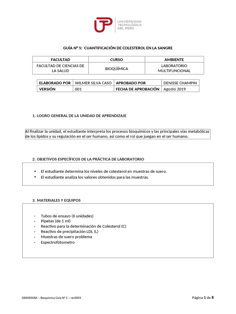 S08 - s2 - Material - Guia 5 - Cuantificacion de Colesterol | PDF | Lipoproteína | Colesterol