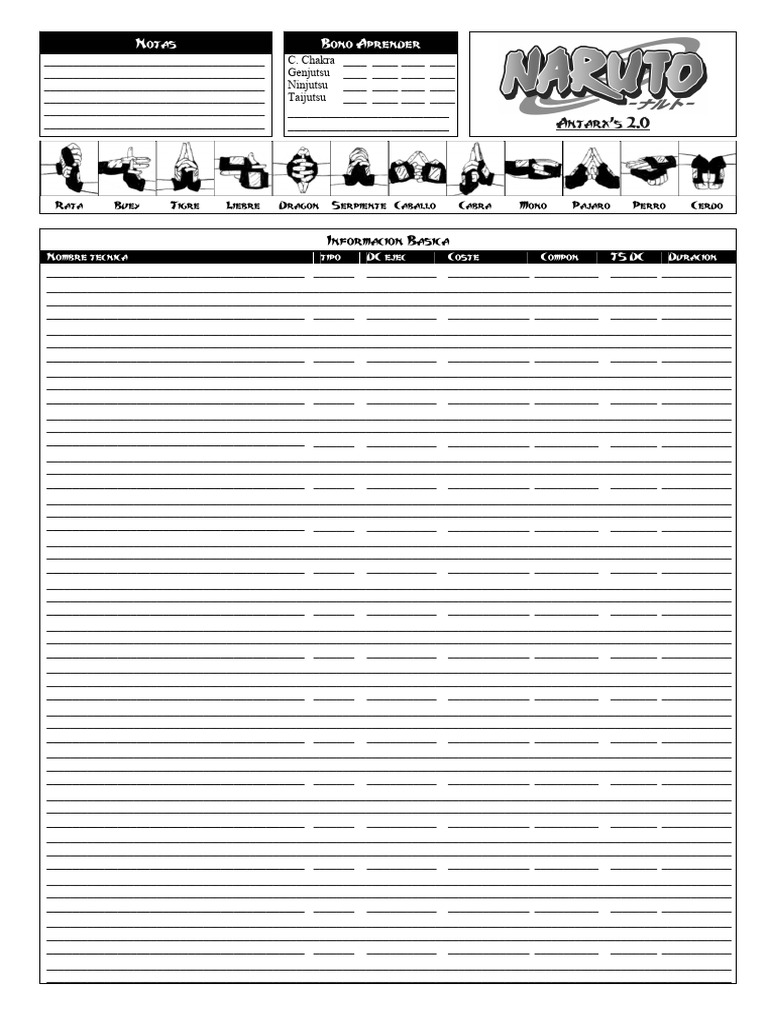 Hoja Jutsus Naruto D20 2.0 | PDF