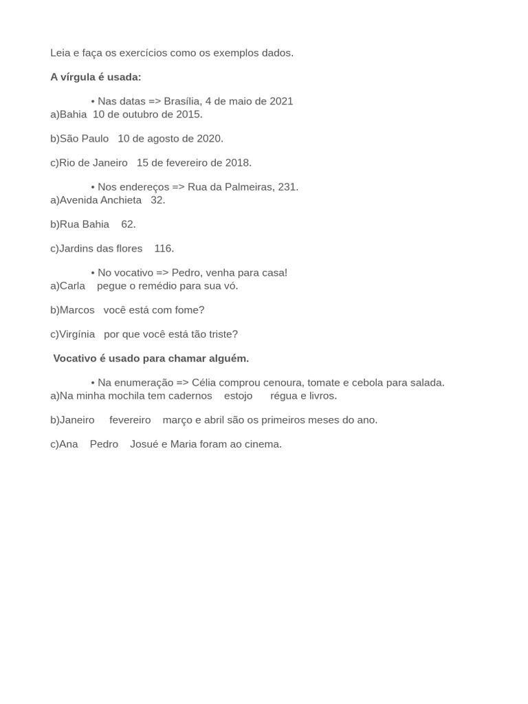 Uso da Vírgula: Regras e Exemplos | PDF