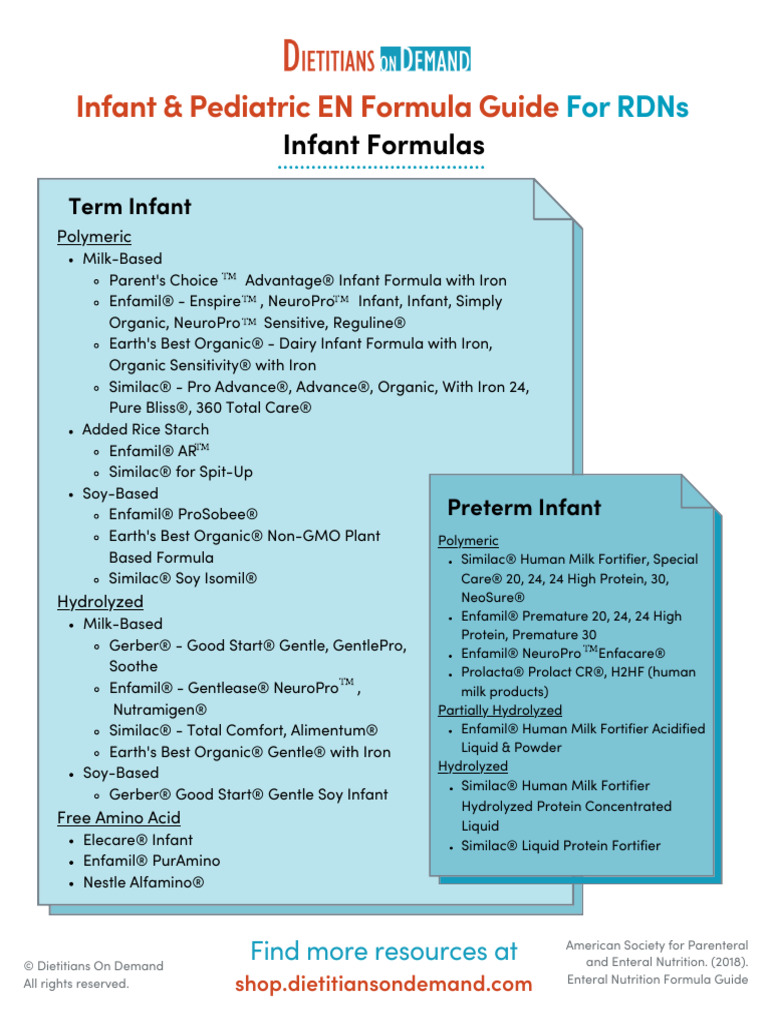 Infant Pediatric Formula Guide | PDF | Infant Formula | Nutrition