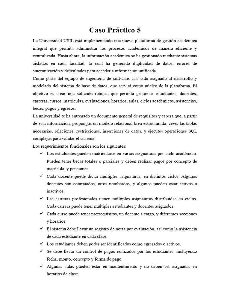 Caso Práctico 5 | PDF | SQL | Base de datos relacional
