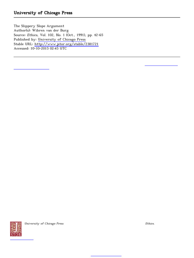 Burg, The Slippery Slope Argument | PDF | Logic | Argument