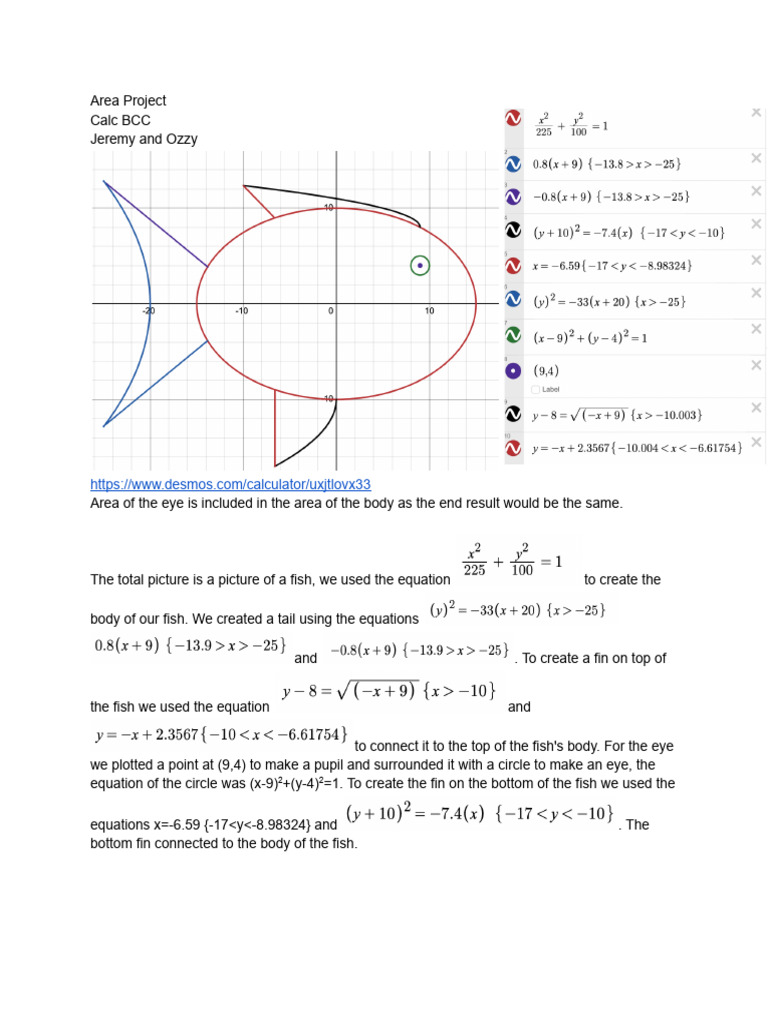 Fish Shape Area Calculation Project | PDF