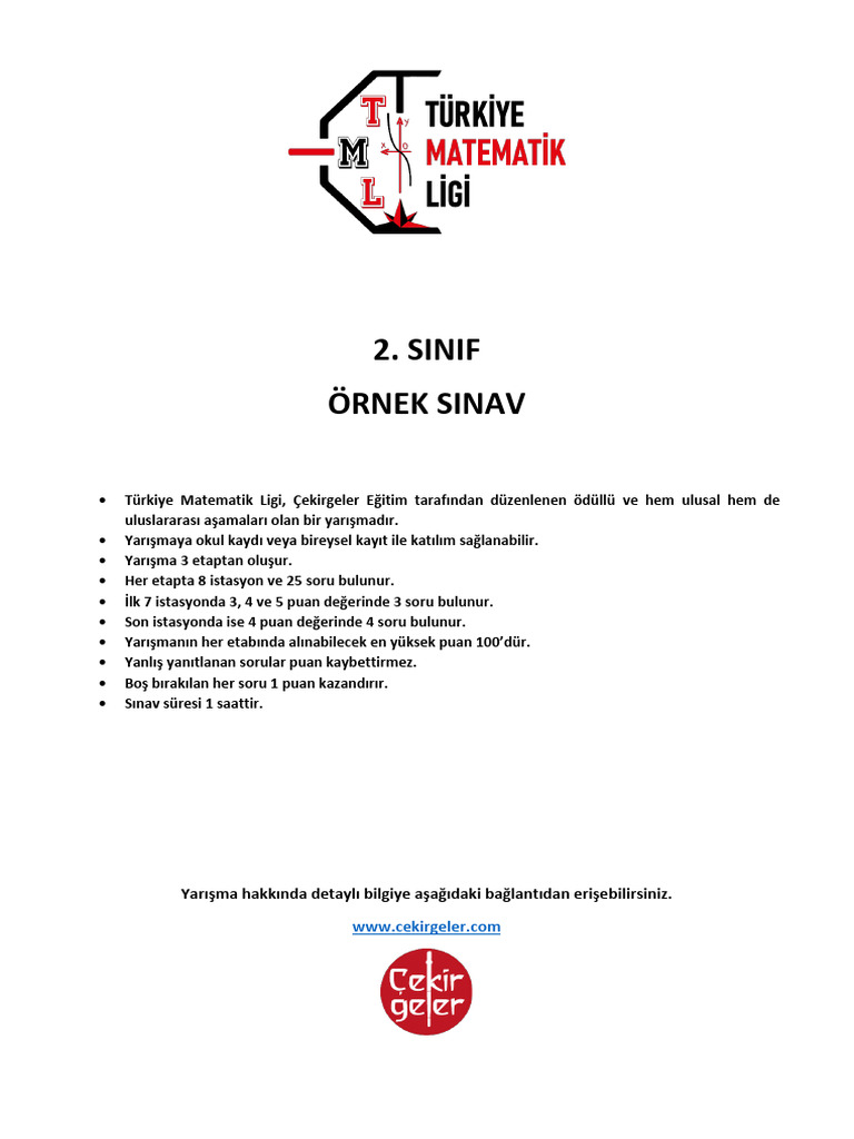TML 2. Sınıf Örnek Sınav | PDF
