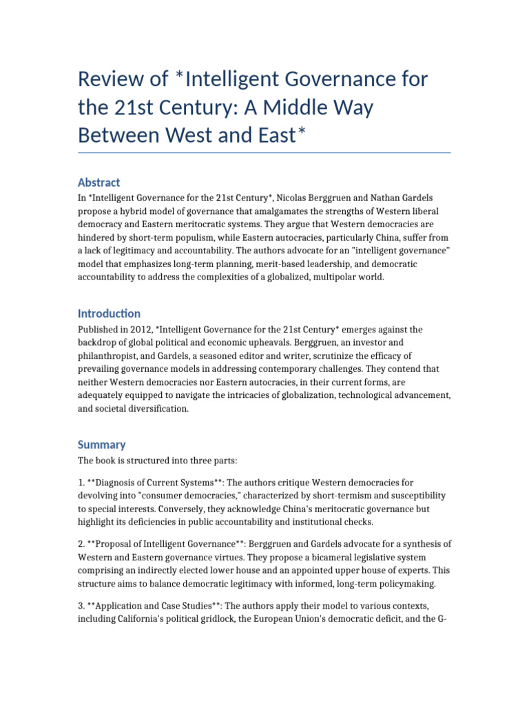 Review Intelligent Governance | PDF | Governance | Democracy