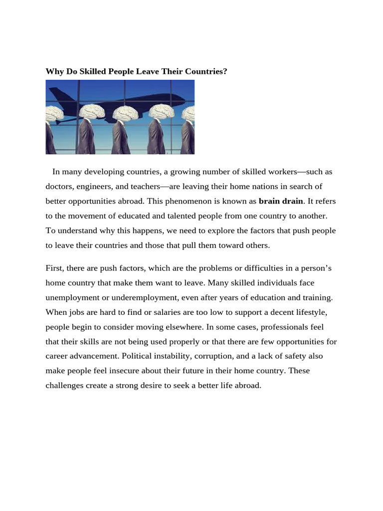 Why Do Skilled People Leave Their Countries | PDF