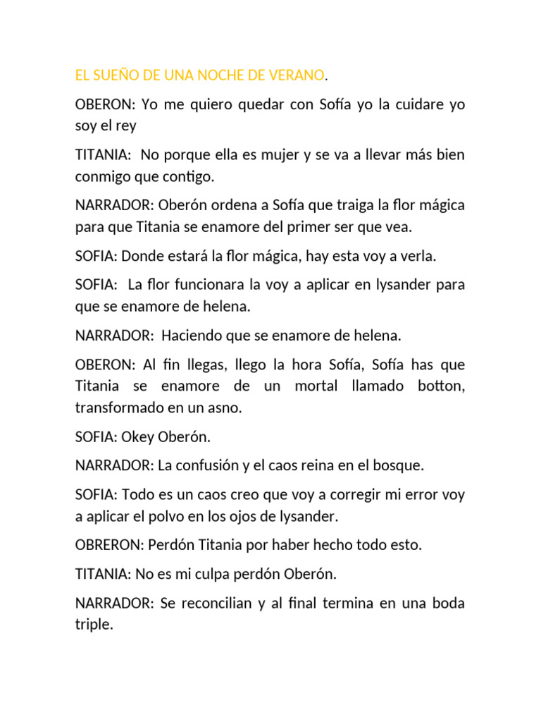 El Sueño de Una Noche de Verano | PDF