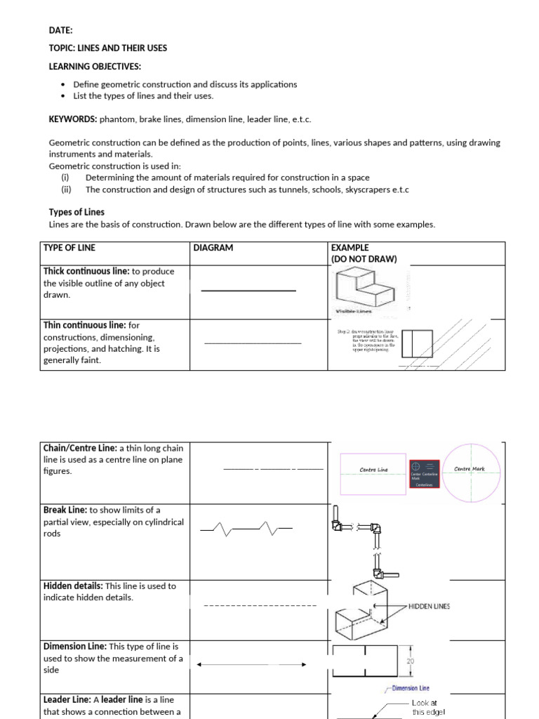 YEAR 7 Geometric Construction - LINES AND USES | PDF