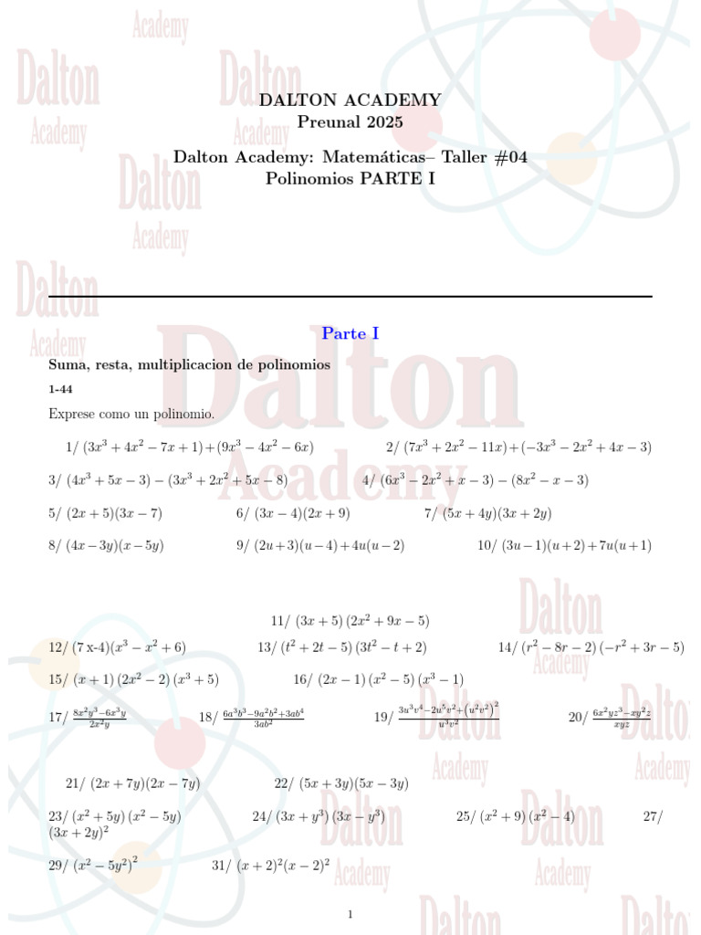 T04___POLINOMIOS_COMPLETO (1) | PDF | Álgebra abstracta | Álgebra