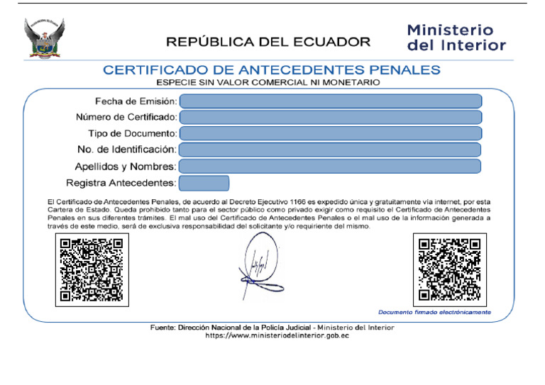 Cert - Ant - Penales - Ecuador OSUNA QUIRINDUMBAY MAIKEL GABRIEL | PDF