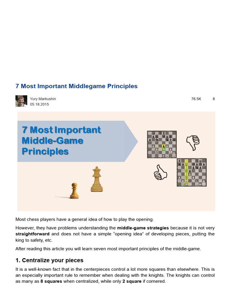 7 Most Important Middlegame Principles | PDF | Chess Strategy | Chess Openings