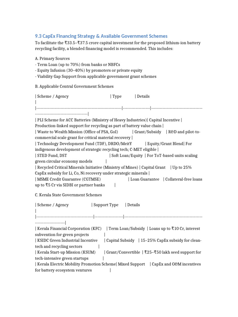 DPR Section 9 Updated With Schemes | PDF | Recycling | Economies