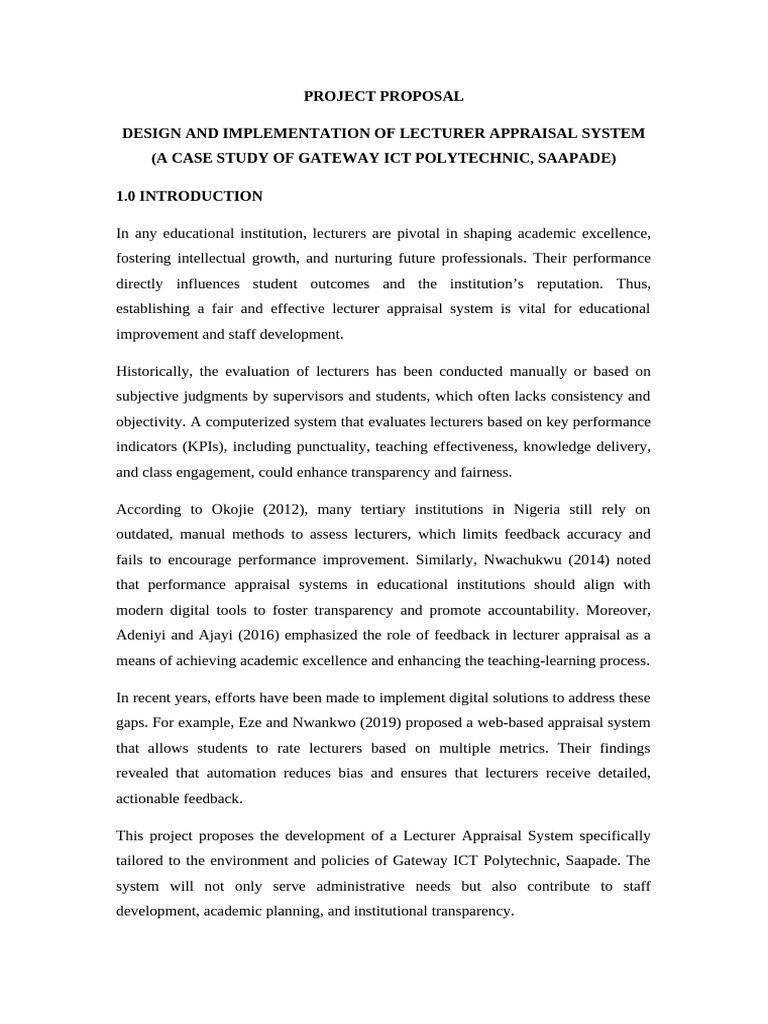 Lecturer Appraisal System Proposal | PDF | Performance Appraisal ...