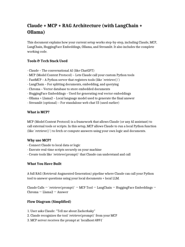 Claude MCP RAG Architecture Final | PDF | Computing | Software